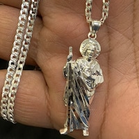 925 Sterling Silver St Jude Religious Solid Silver Medal Pendant Charm ...