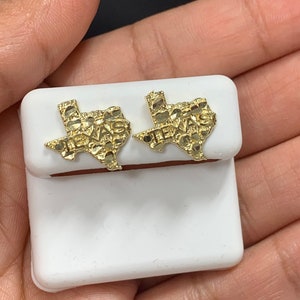 10K Real Gold Texas Map Nugget Studs for Girls, Boys, Men & Women ...