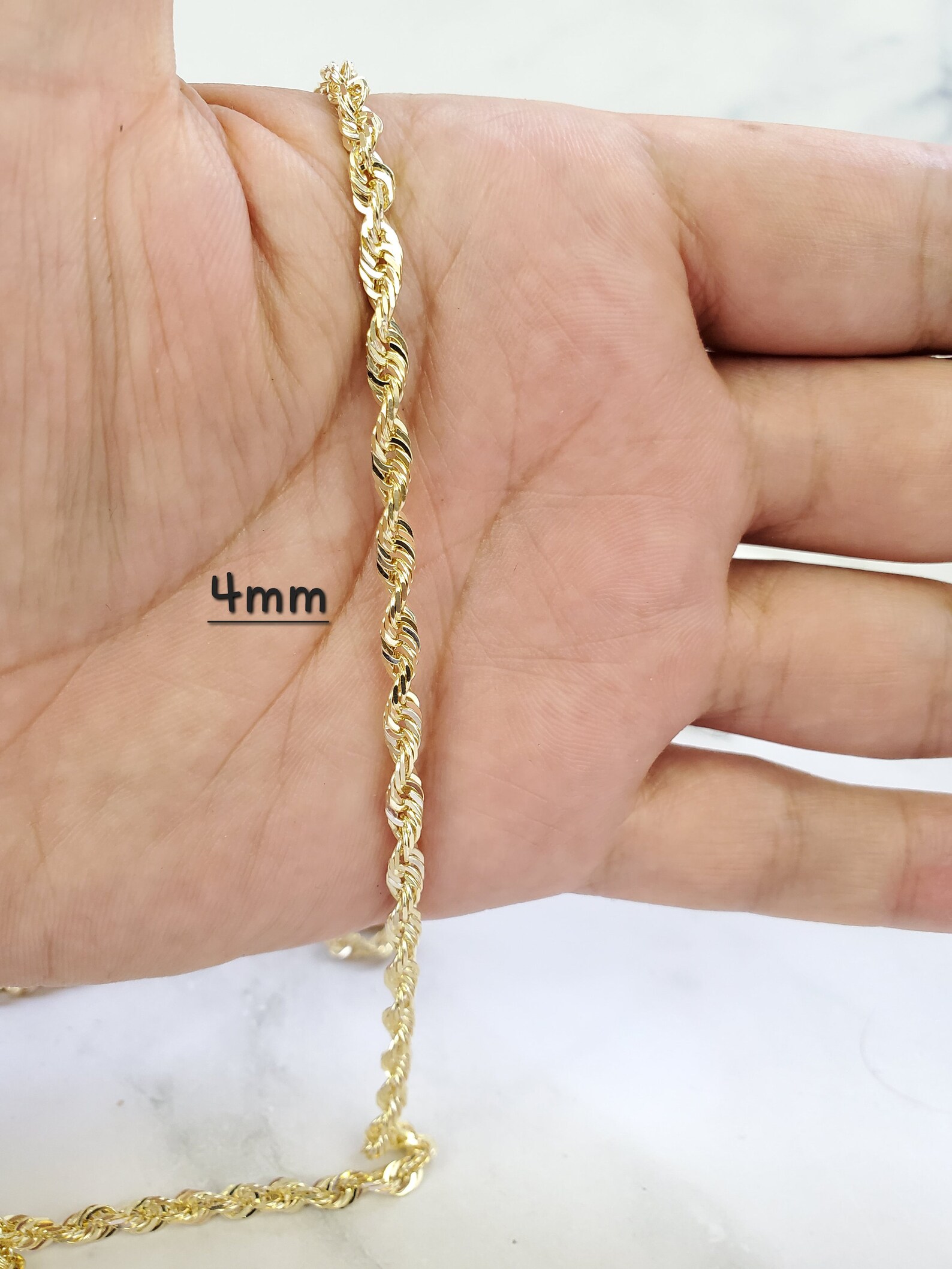 Solid Gold 10K Yellow Gold Rope Chain Necklace Jewelry for - Etsy