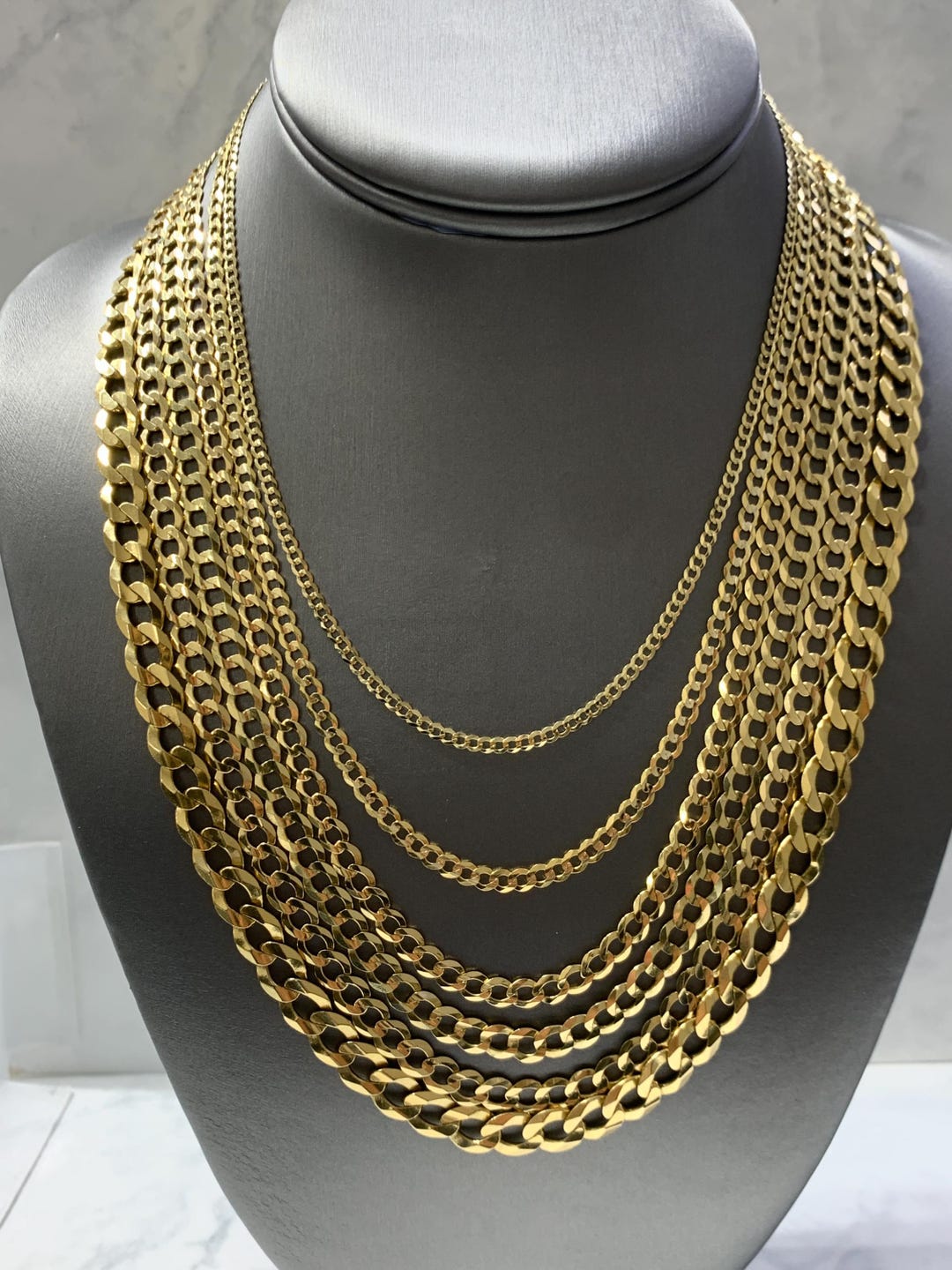 14K 14karat Real Yellow Gold SOLID Cuban Curb Link Bracelet / Anklet ...