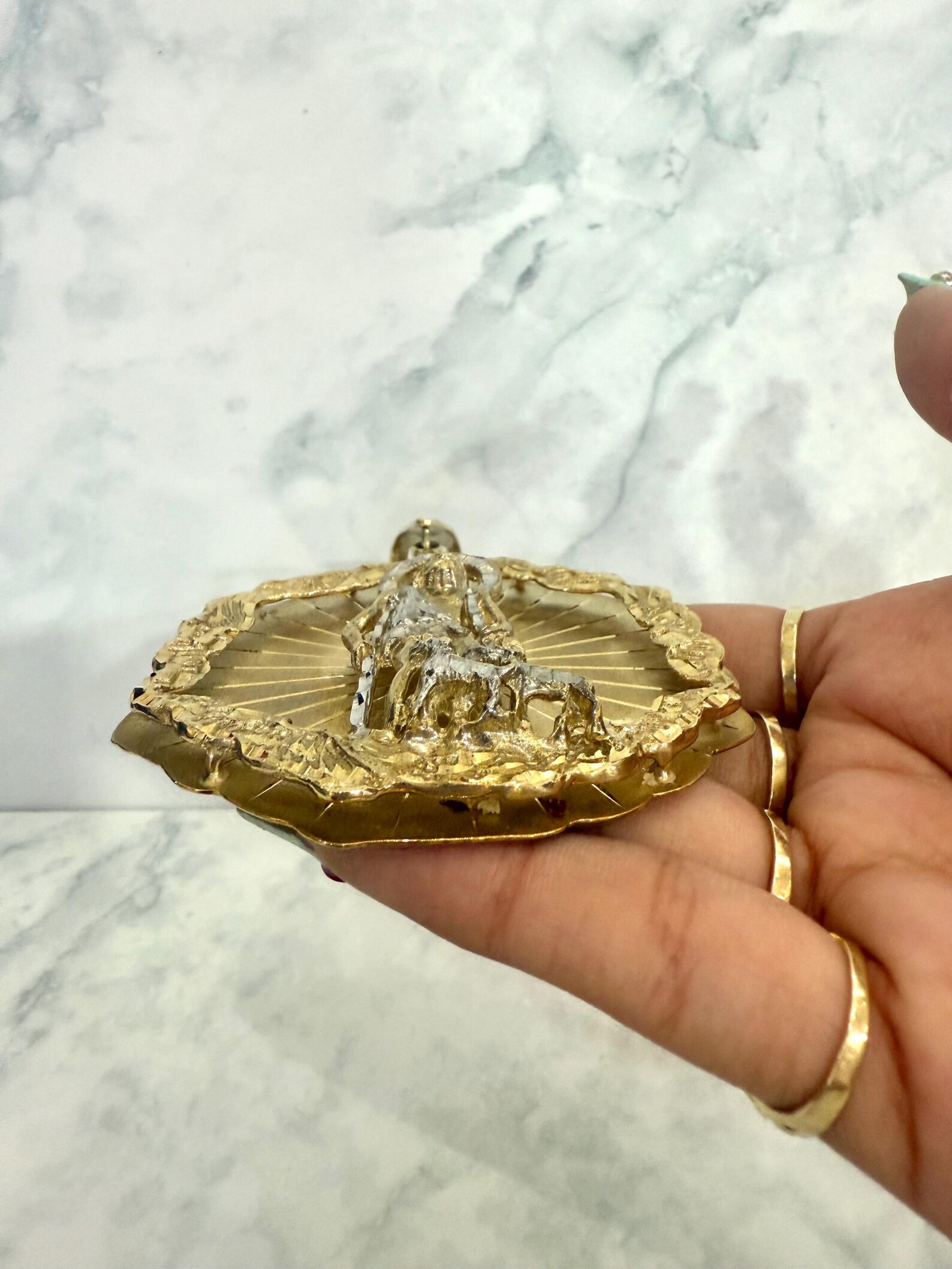 Real Gold 10 Karat San Lazaro Full Body St Lazarus Round Charm Pendant ...
