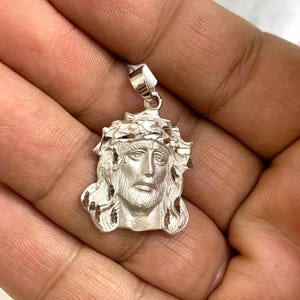 925 Sterling Silver Jesus Face Sacred Religious Jesus Head Medallion ...