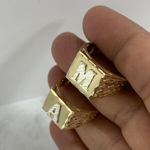 Mens Initial Alphabet 10k Solid White Gold Yellow Gold Diamond Cut 10 ...