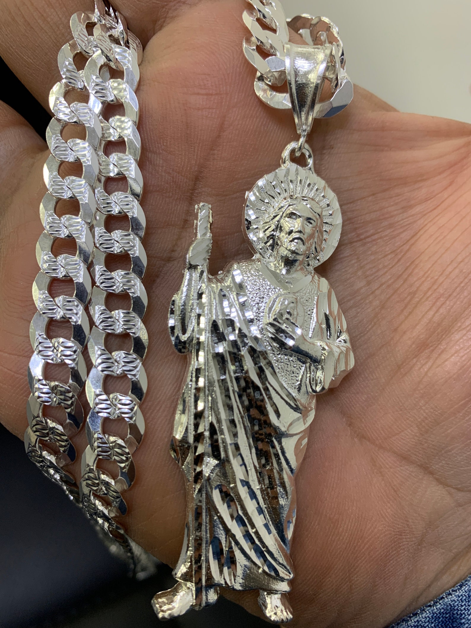 925 Sterling Silver St Jude Religious Solid Silver Medal Pendant Charm ...