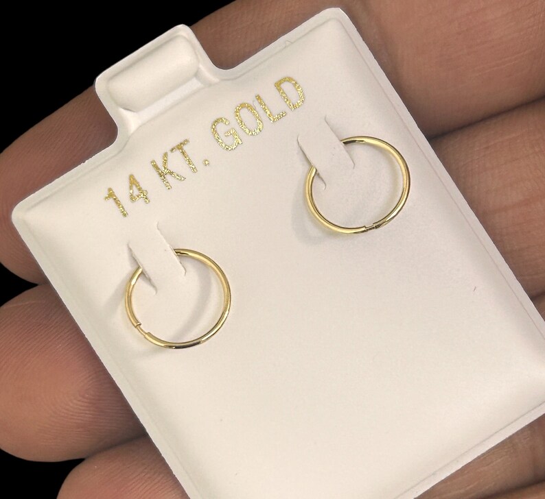 14k Real Gold Round Endless Hoop Nose Pin Nose Ring Nose Piercing 10mm ...