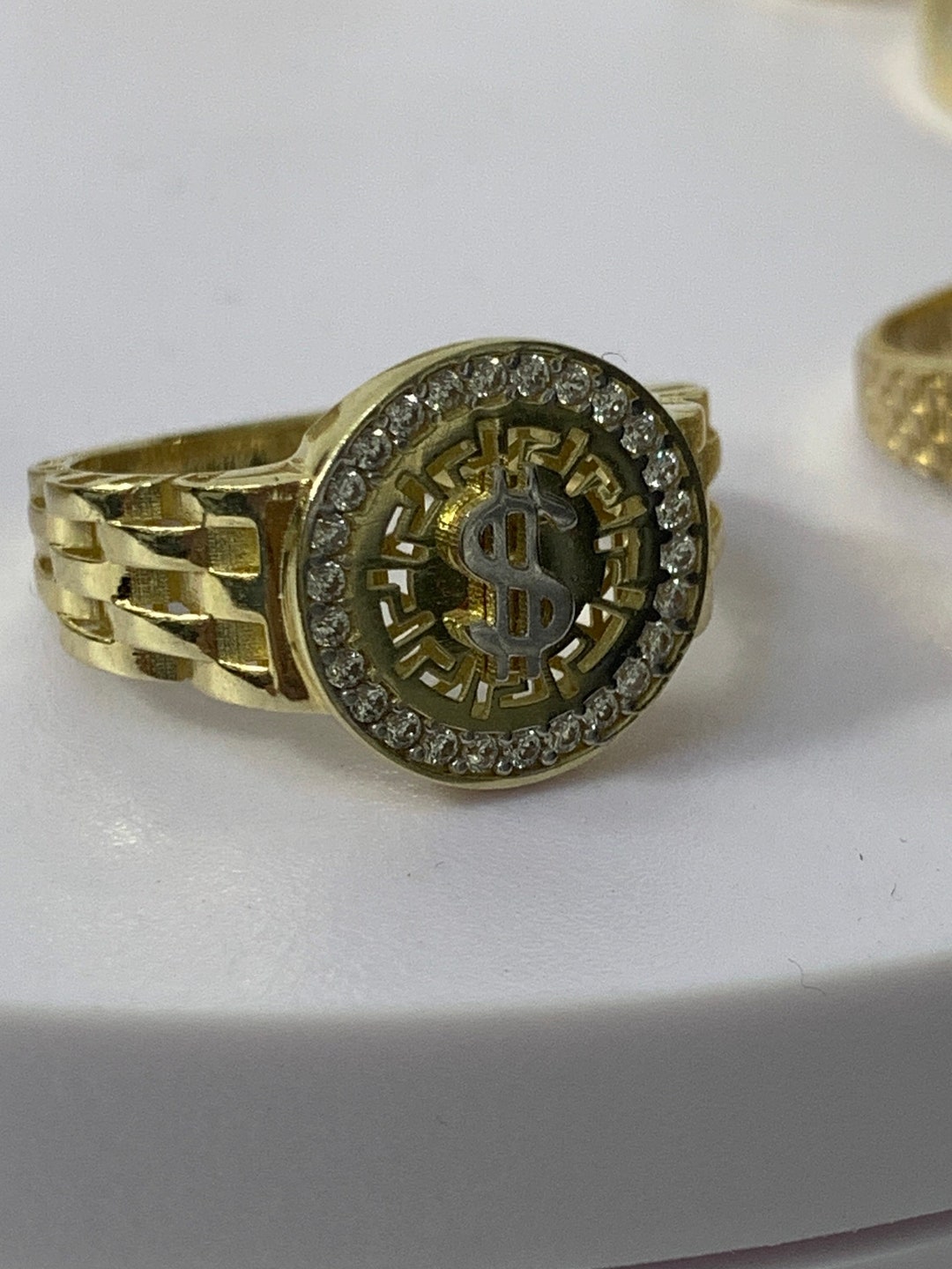 Mens Real Gold 10K Dollar Sign Money Solid Yellow Gold 10 Karat Ring ...