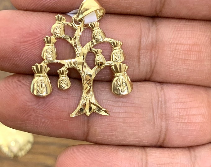 10 Karat Real Solid Yellow Gold Money Tree Pendant Men's Women's ...
