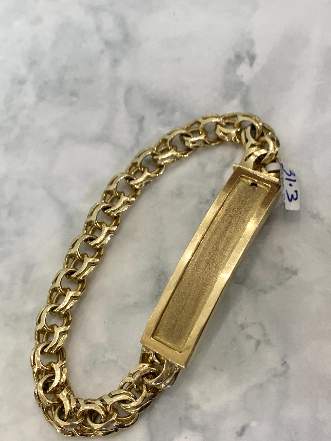 Real 10 Karat Solid Chino Heavy Mens Bracelet Esclava 10k Real Gold Oro 8.5mm 8 Inches ID ...