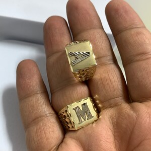 Mens Initial Alphabet 10k Solid White Gold Yellow Gold Diamond Cut 10 ...