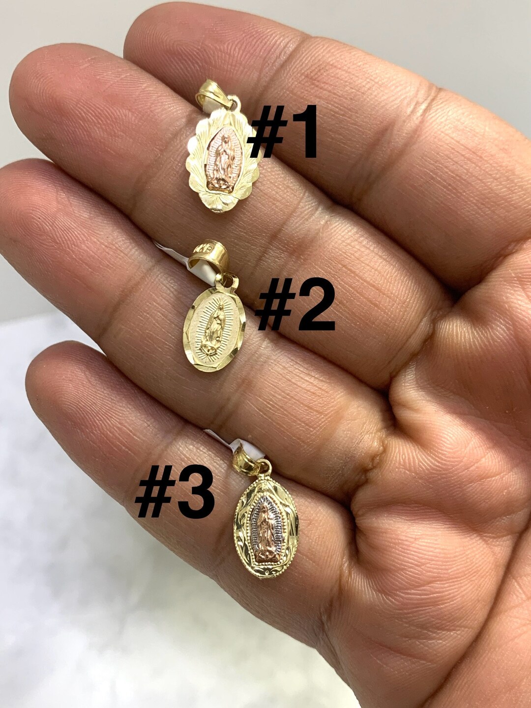 10k Mother Mary Religious Solid Gold Medal CZ Pendant Charm Small ...