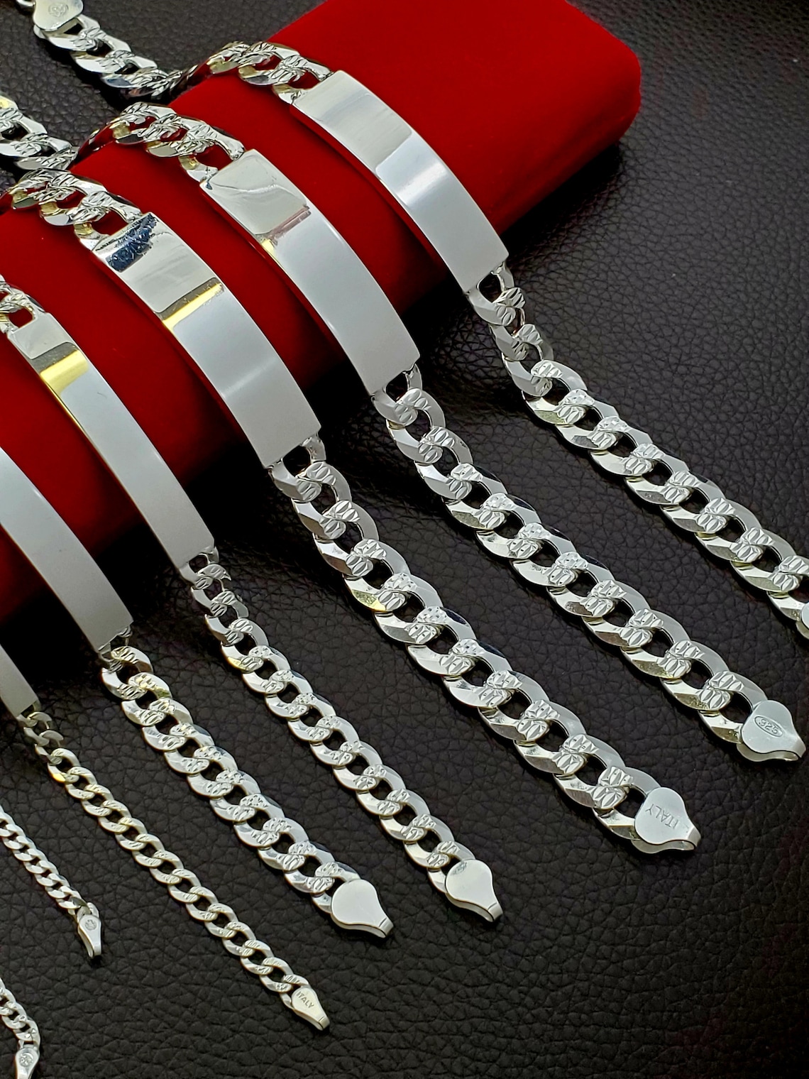 Solid 925 Italian Sterling Silver Diamond Cut Curb Cuban Link - Etsy