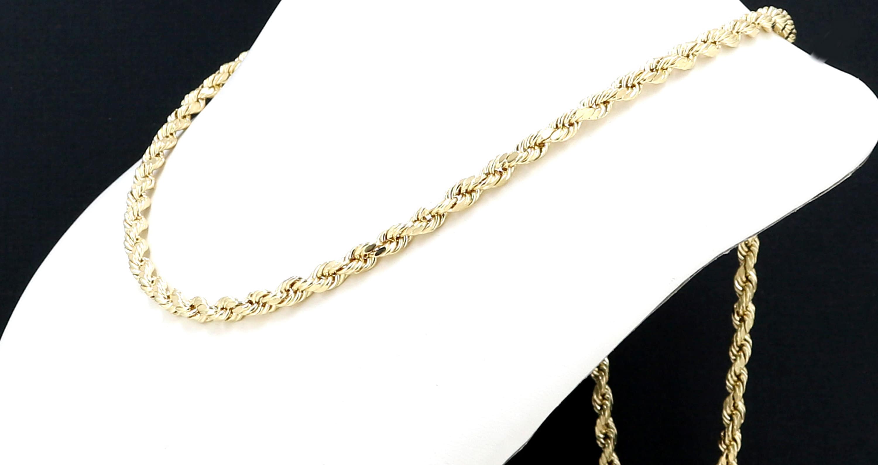 10K Yellow Gold Diamond Cut Hollow Rope Chain / Necklace - Etsy