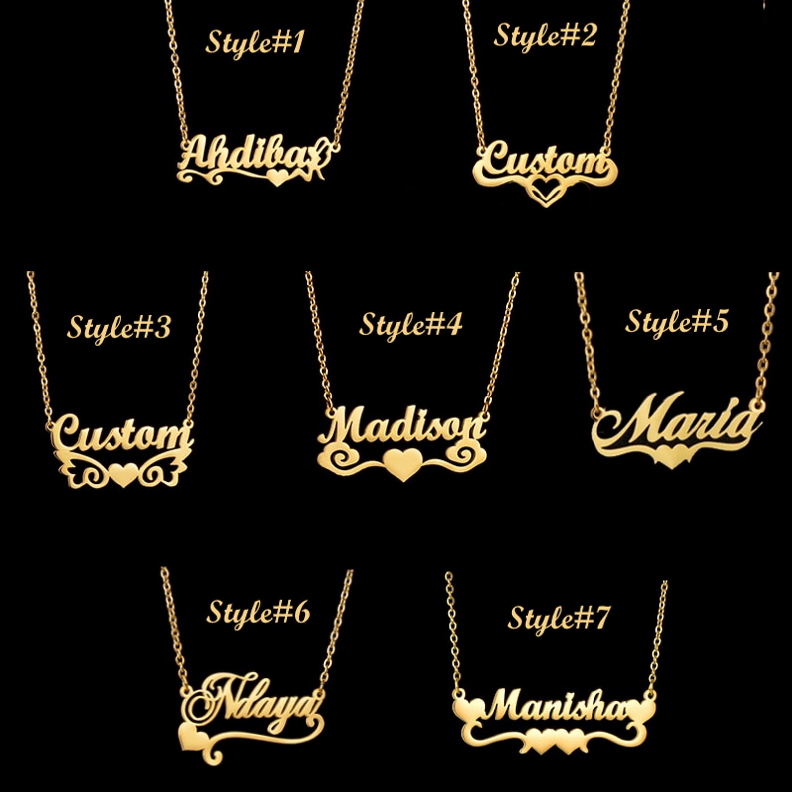 10K Solid Gold Customized Name Necklace Jewelry Personalized - Etsy