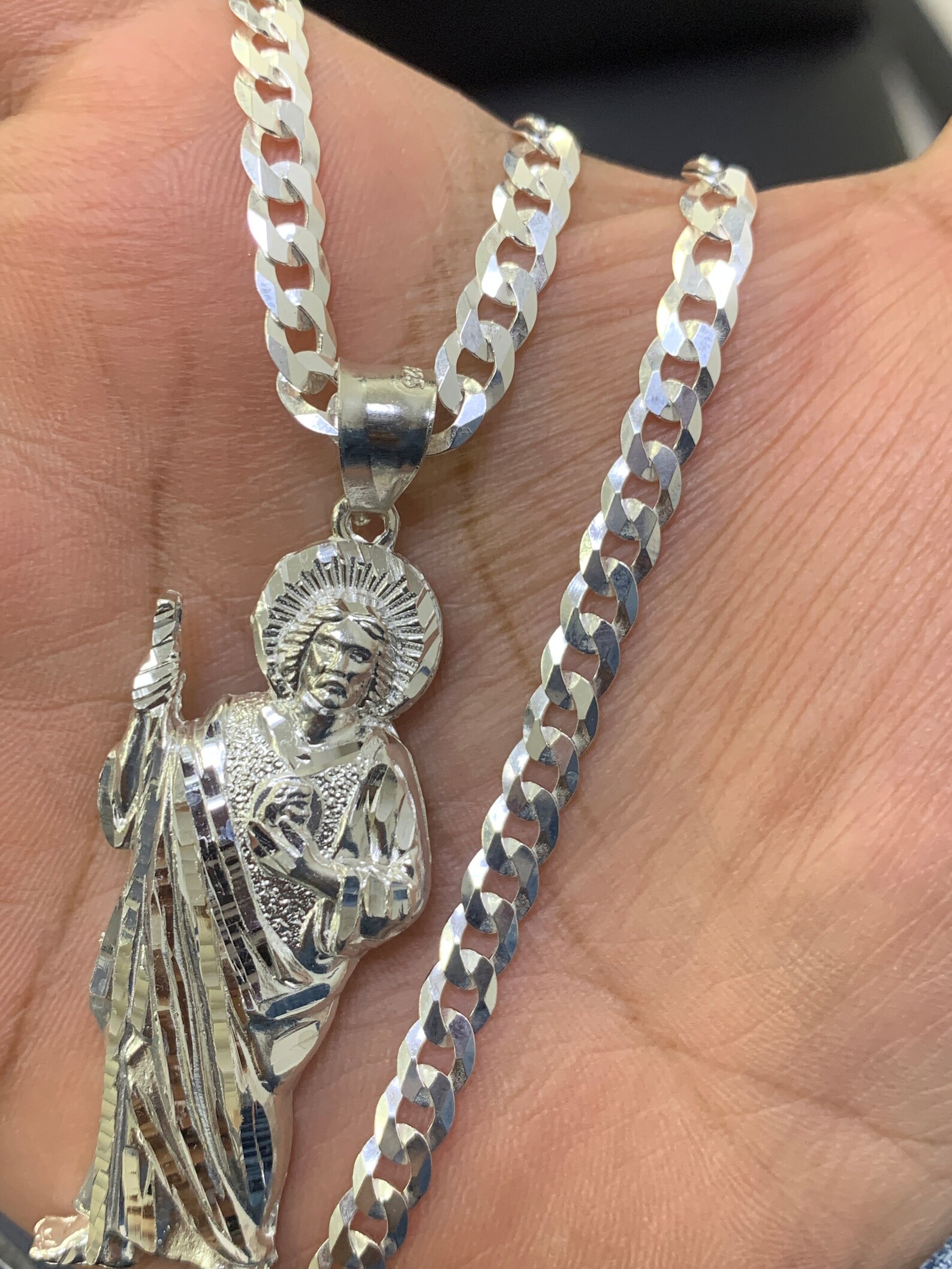 925 Sterling Silver St Jude Religious Solid Silver Medal Pendant Charm ...