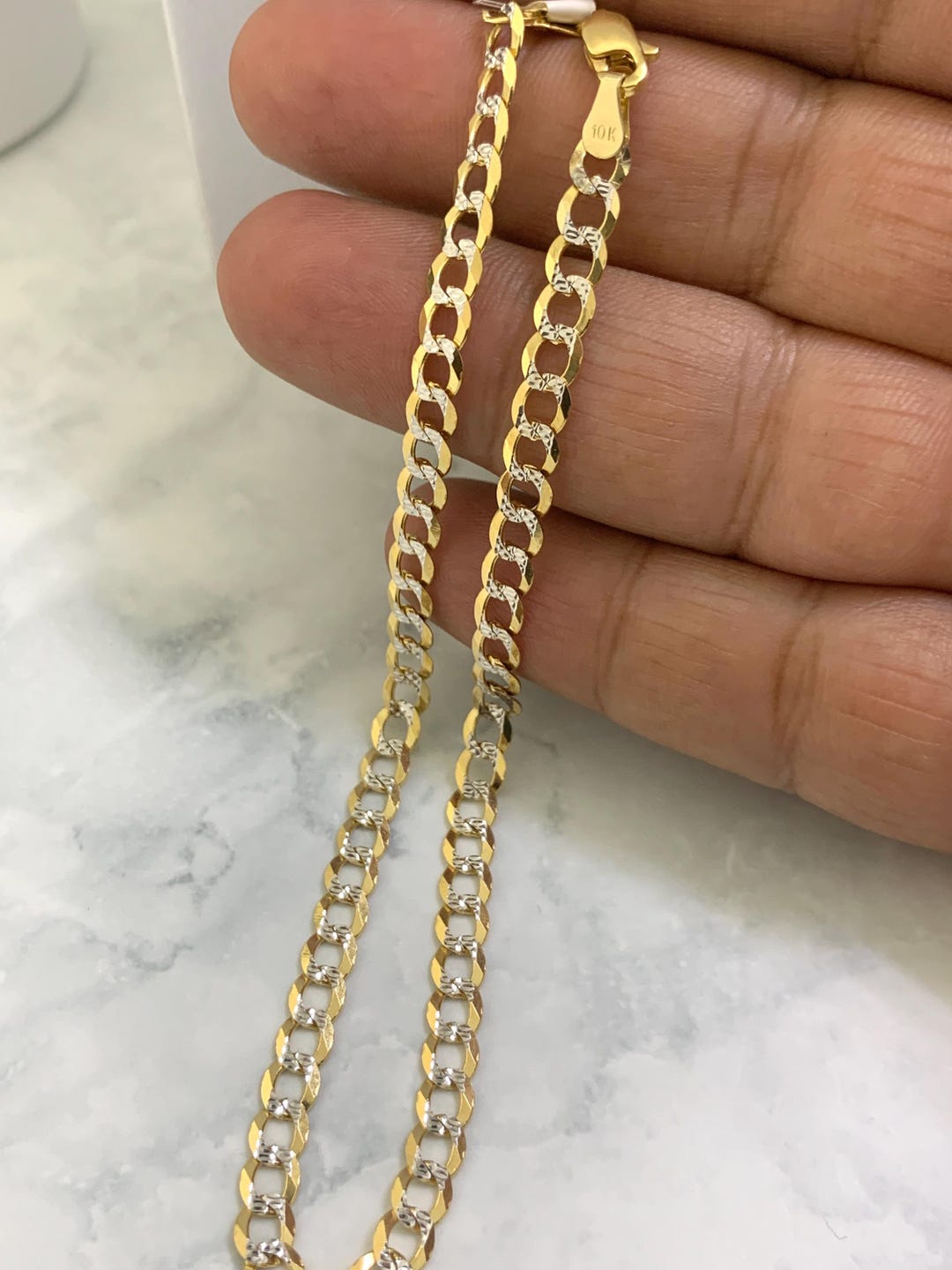 Anklet 10k Solid Two Tone Pave Yellow and White Gold Ladies Womens 10 ...