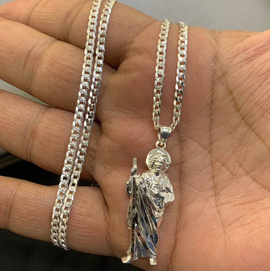 925 Sterling Silver St Jude Religious Solid Silver Medal Pendant Charm ...