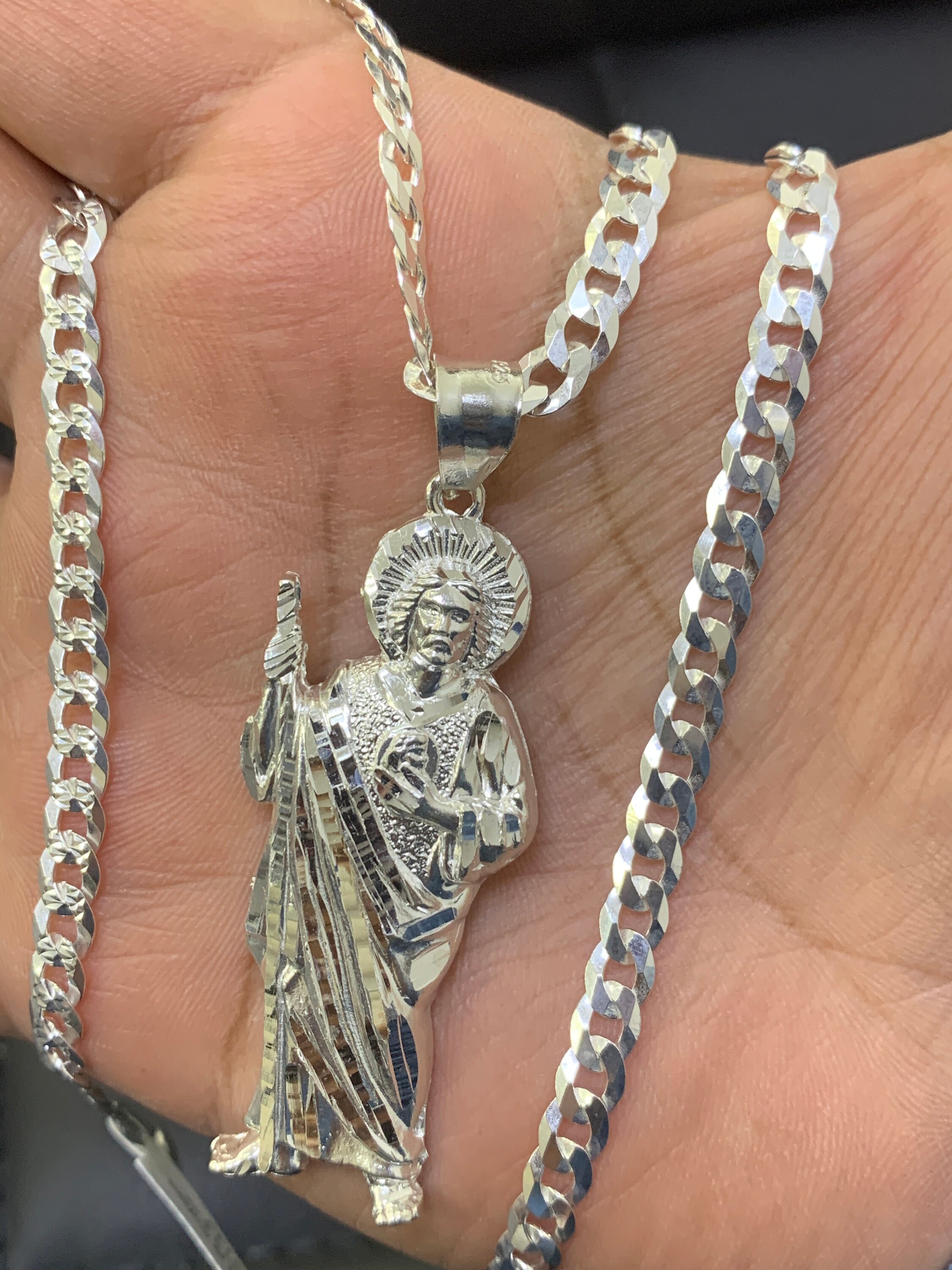 925 Sterling Silver St Jude Religious Solid Silver Medal Pendant Charm ...