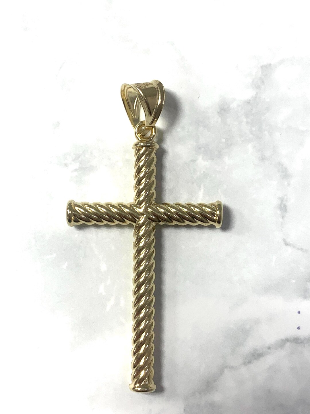 10k Solid Real Gold Cross Twisted Fancy Religious Solid Gold Charm ...