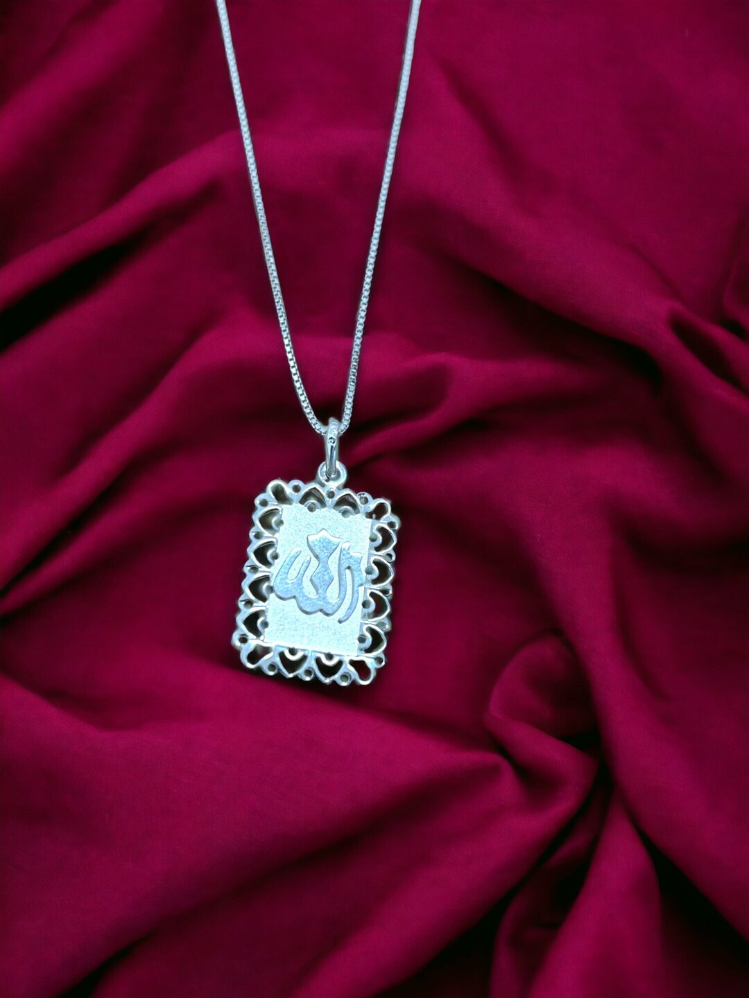 925 Sterling Solid Silver Allah Islamic Muslim Charm Pendant With Box ...