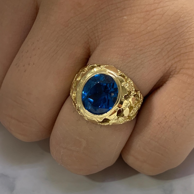 Mens Blue Stone Gold Ring - Etsy