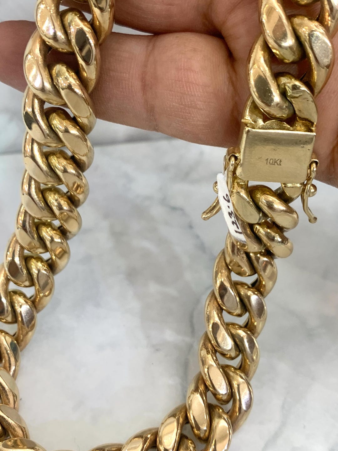 10k Solid Gold Miami Cuban Link Curb Chain With Box Lock Mens Necklace ...