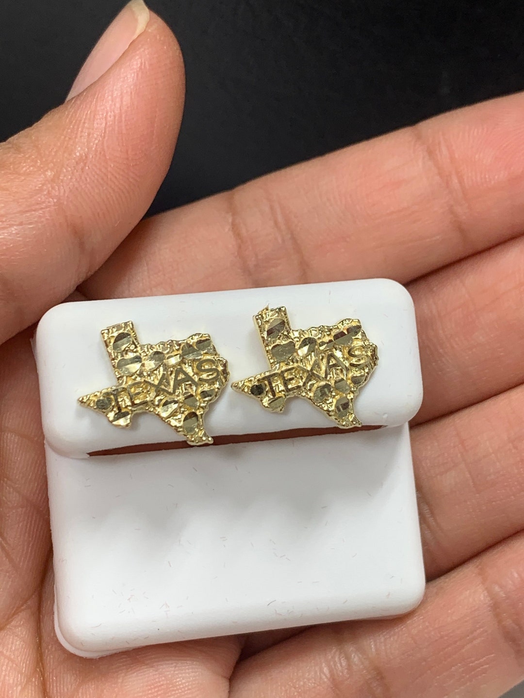 10K Real Gold Texas Map Nugget Studs for Girls, Boys, Men & Women ...