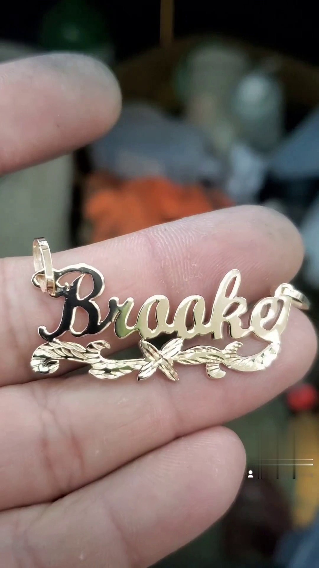 10K 14K Solid Real Gold Customized Name Pendant Cursive Letters Diamond ...