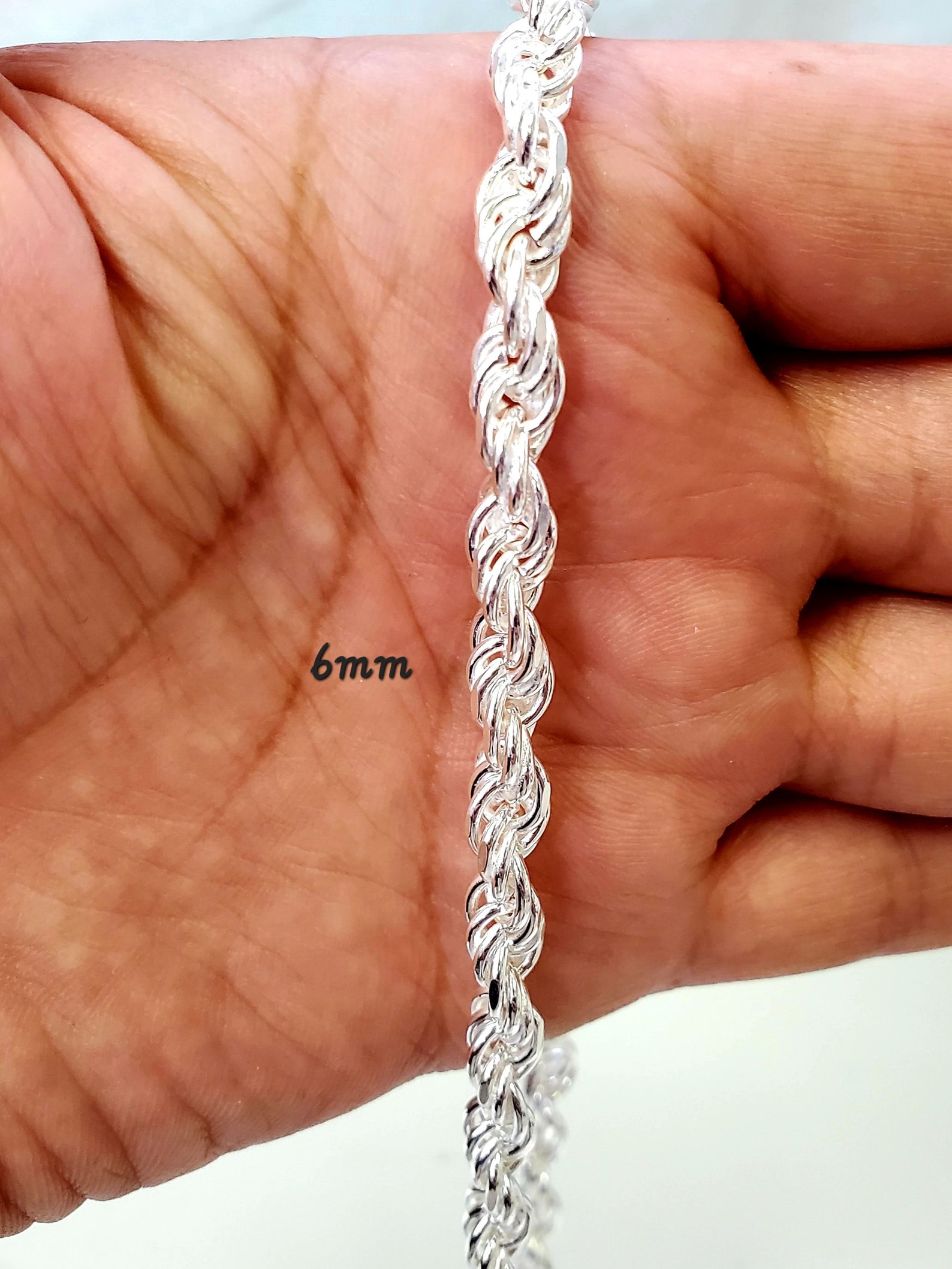 Real 925 Sparkling Sterling Silver Made in Italy Solid Rope - Etsy