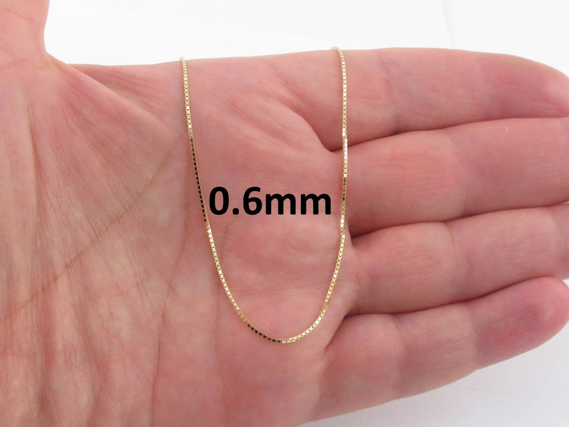 10K Yellow Gold Solid Box Mirror Chain Pendant Charm Necklace - Etsy