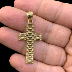 10K Solid Yellow Gold Cross Jesus Christ Religious Charm Christmas ...