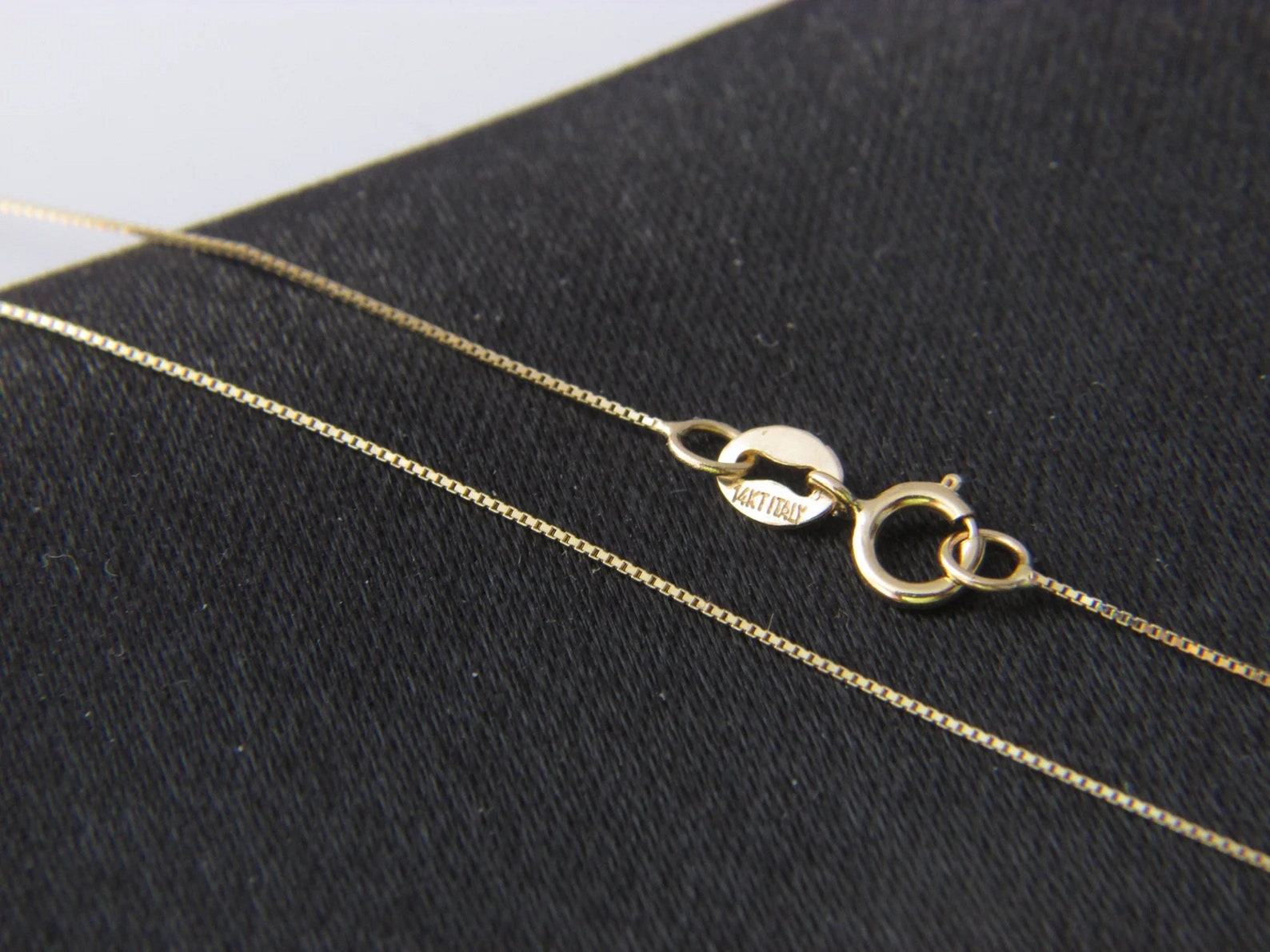 10K Yellow Gold Solid Box Mirror Chain Pendant Charm Necklace - Etsy