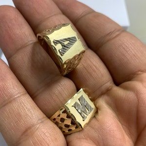 Mens Initial Alphabet 10k Solid White Gold Yellow Gold Diamond Cut 10 ...