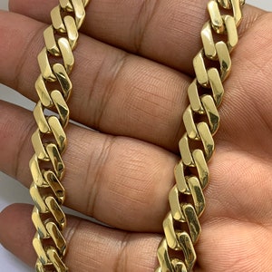 14k Solid Gold Monaco Link Chain With CZ Lock Mens Necklace and ...