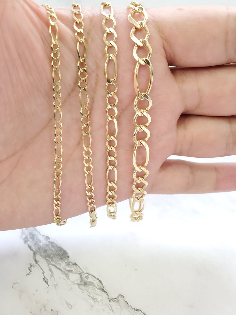 Solid 14K Yellow Gold Figaro Link Bracelet or Beach Anklet for - Etsy