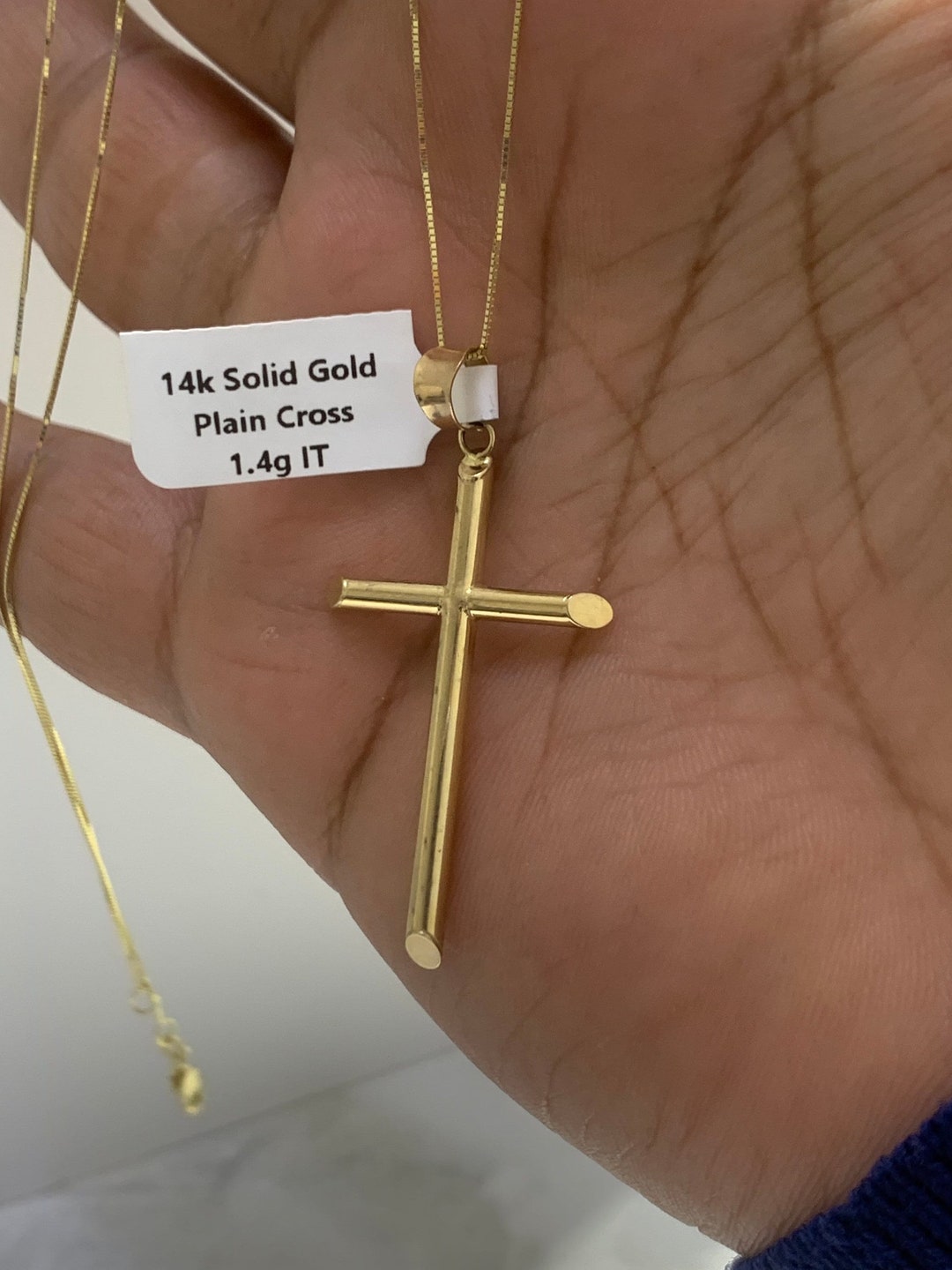 14k Solid Real Gold Cross Crucifix Necklace Religious Solid Gold Charm ...