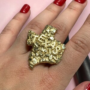 10K Solid Yellow Gold TEXAS Nugget Ring Diamond Cut for Mens and Womens ...