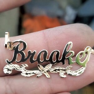 10K 14K Solid Real Gold Customized Name Pendant Cursive Letters Diamond ...