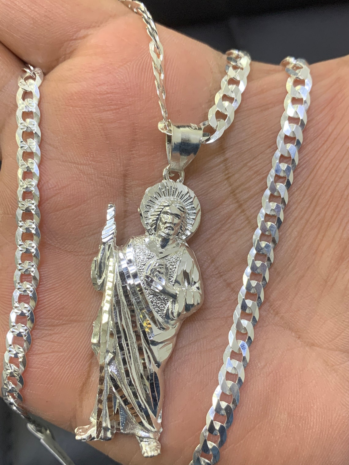 925 Sterling Silver St Jude Religious Solid Silver Medal Pendant Charm ...