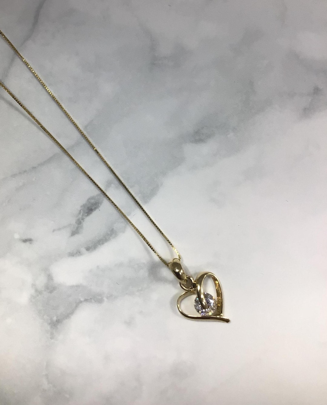 10k Solid Real Yellow Gold Heart Necklace Fancy Gold Charm Pendant ...