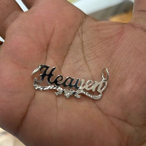 925 Solid Sterling Silver Personalized Custom Name Pendant Block or ...