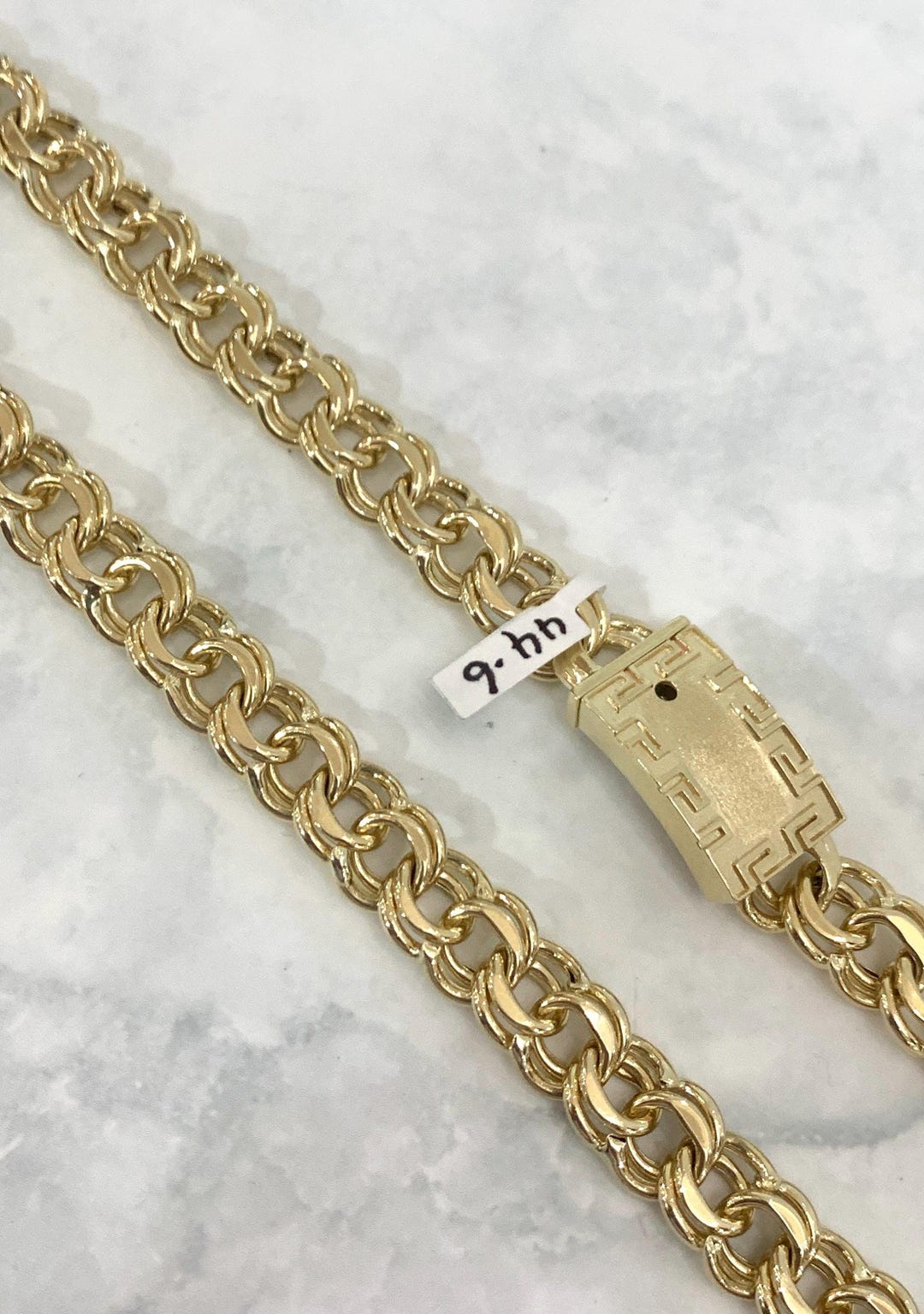 Real 10k Chino Links Mens Necklace Chain Cadena Greek Lock 10 Karat ...