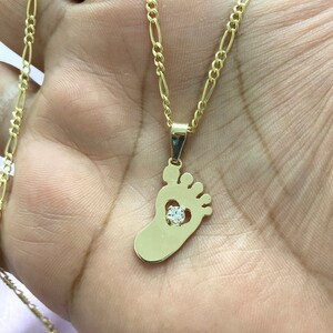 Genuine 10K Solid Gold Baby Feet Personalized Babyshower Mother Pendant ...