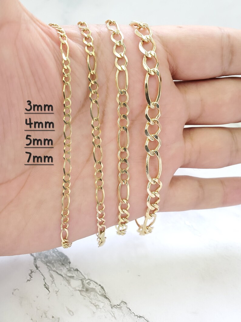 Solid 14K Yellow Gold Figaro Link Bracelet or Beach Anklet for - Etsy