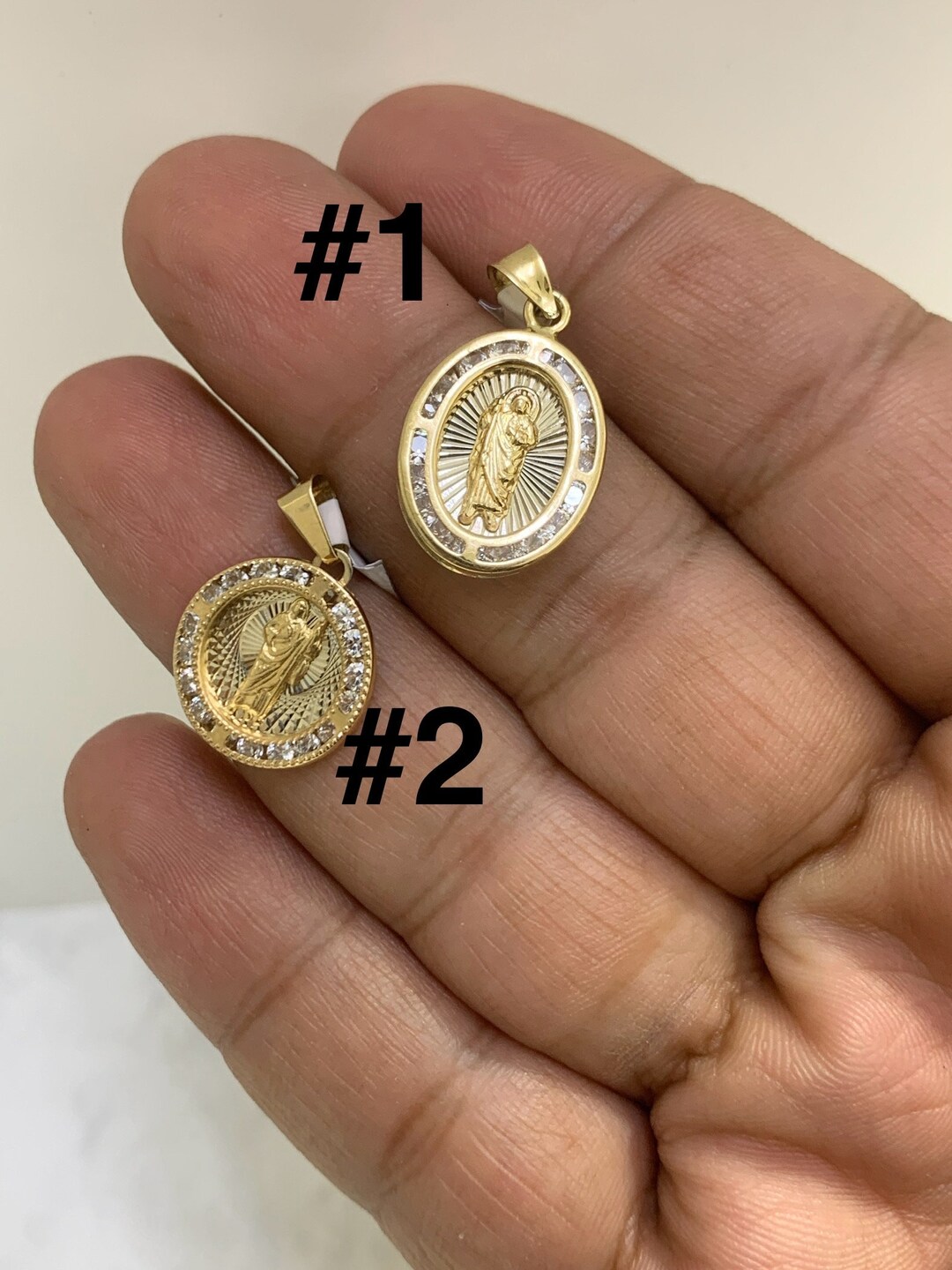 10k St Jude Religious Solid Gold Medal CZ Pendant Charm San Judas ...