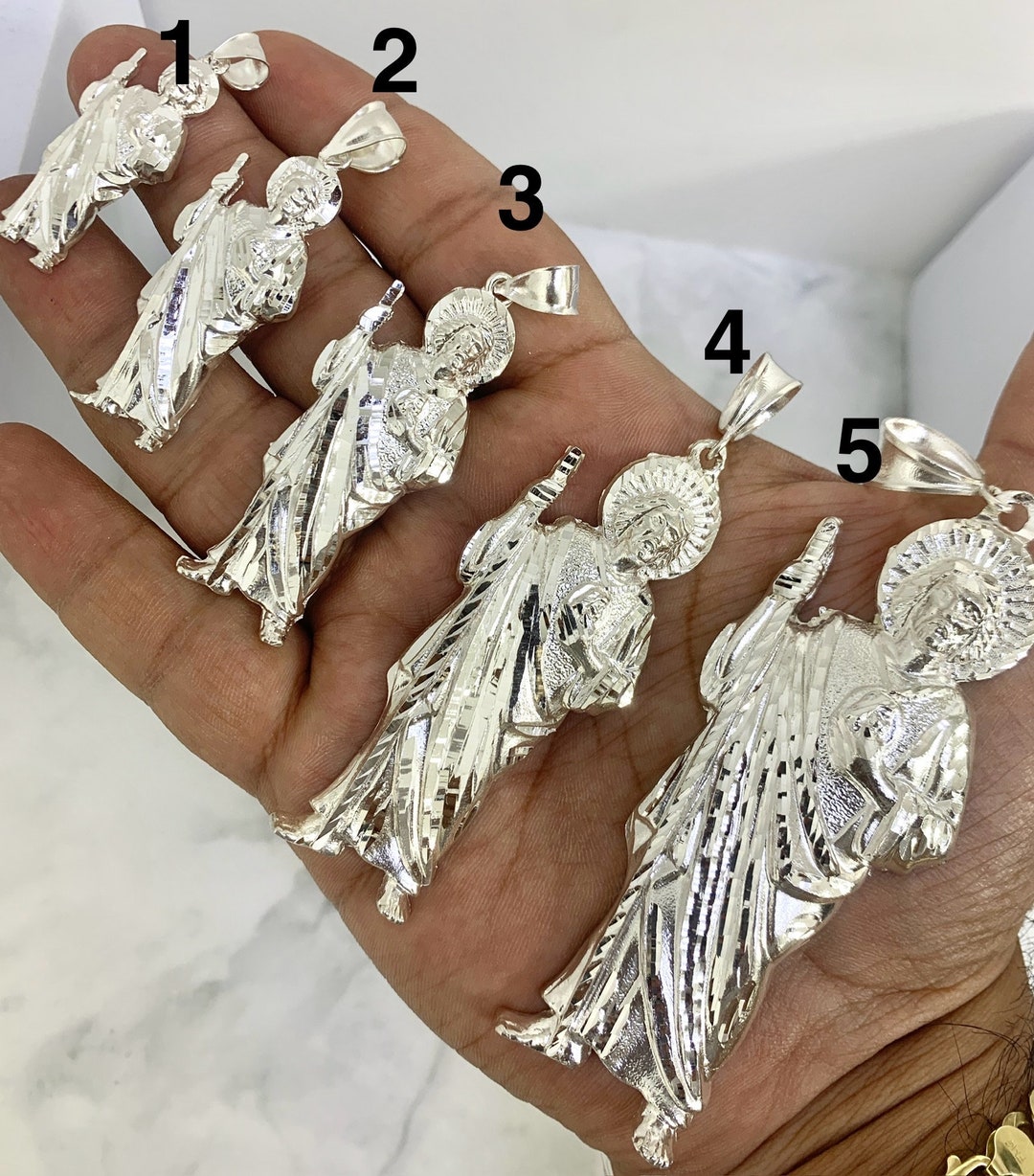 925 Sterling Silver St Jude Religious Solid Silver Medal Pendant Charm ...