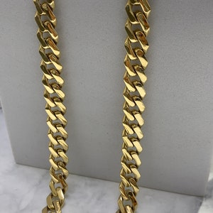 14k Solid Gold Monaco Link Chain With CZ Lock Mens Necklace and ...
