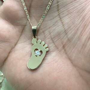 Genuine 10K Solid Gold Baby Feet Personalized Babyshower Mother Pendant ...