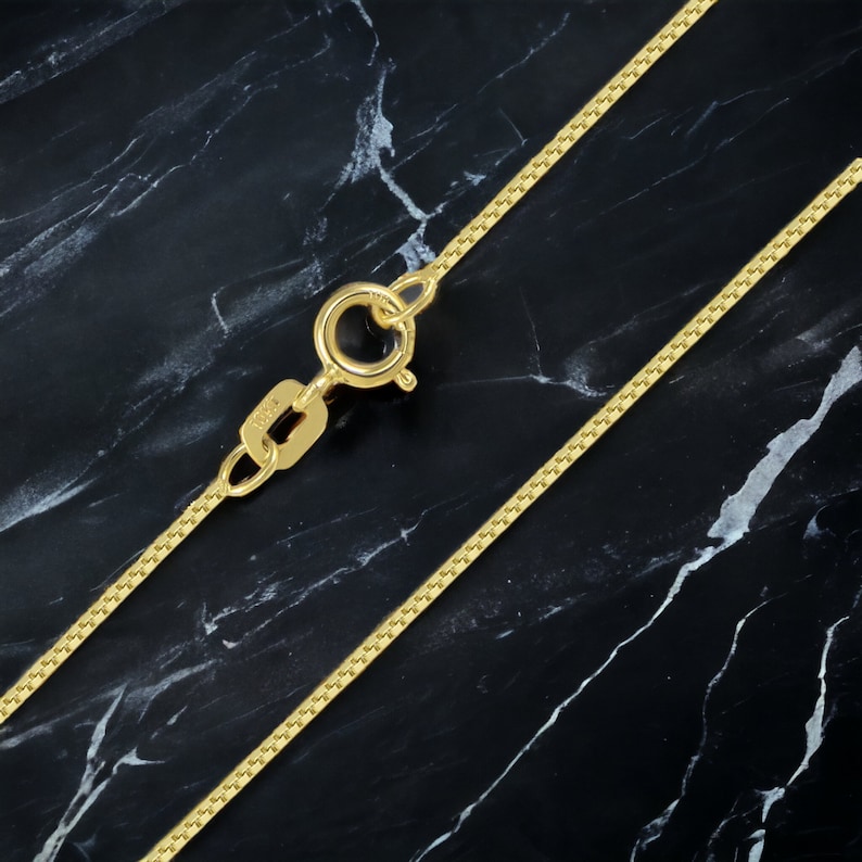 10K Yellow Gold Solid Box Mirror Chain Pendant Charm Necklace - Etsy