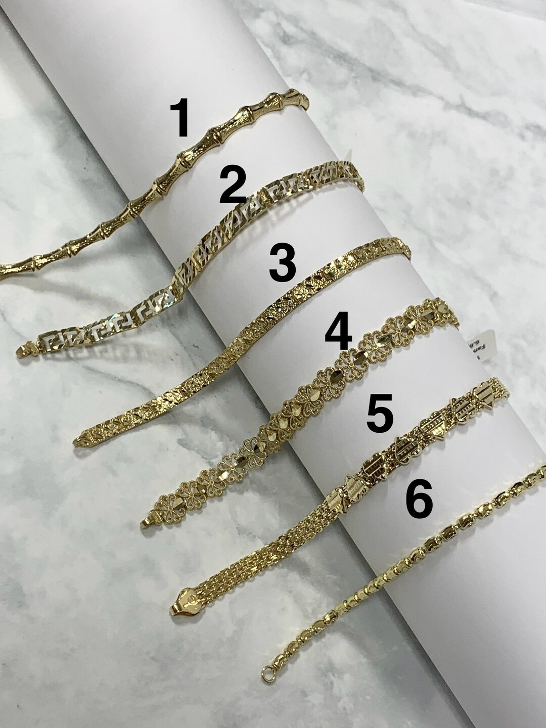 Real 10K Solid Gold Bamboo Greek Nugget Flower Heart Mooncut Bead ...