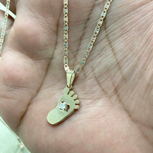 Genuine 10K Solid Gold Baby Feet Personalized Babyshower Mother Pendant ...